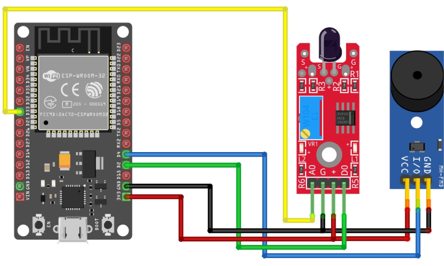 Fire Alarm using KY-026 Flame Sensor and Buzzer | EzloPi