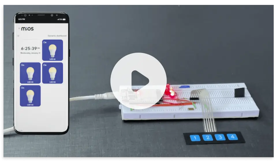 Control four LED states using 1x4 Membrane Matrix Keypad - EzloPi